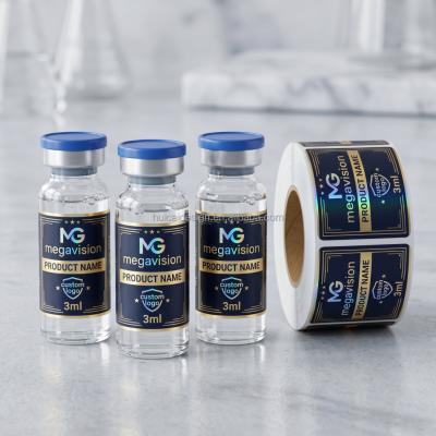 China Personalized Custom Vial Sticker Labels for 5ml 10ml Glass Bottle Waterproof PET for sale