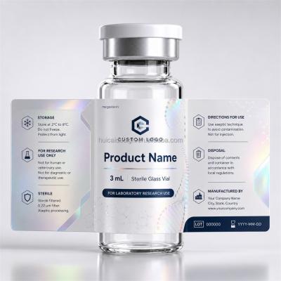 China Factory Personalized Laboratory 3ml 5ml 10ml Peptide Vial Labels Waterproof PET Sticker for Small Glass Bottles for sale