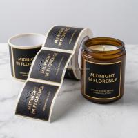 China Custom Linen Textured Paper Candle Labels Stickers for Soy Candle Jars Kraft Waterproof Adhesive Vintage Labels for sale