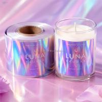 China Custom Printing Hot Stamping Transparent Candle Jar Label Sticker Texture Paper Packaging Labels for sale