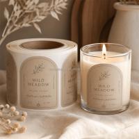 China Custom Printing Hot Stamping Transparent Candle Jar Label Sticker Texture Paper Packaging Labels for sale