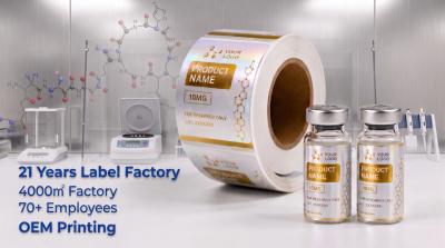 China Factory Price Low MOQ Custom Peptide Vial Labels 3ml 5ml 7ml 10ml Holographic PET Vinyl BOPP Research Laboratory Vials for sale