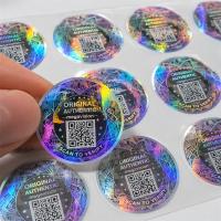 China Custom Laser Holographic Sticker Security Label Anti Tamper Evident Seal with Barcode QR Code for Packaging Protection for sale