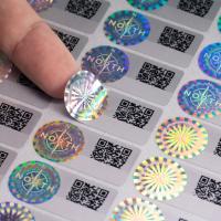 China Custom Laser Holographic Sticker Security Label Anti Tamper Evident Seal with Barcode QR Code for Packaging Protection for sale