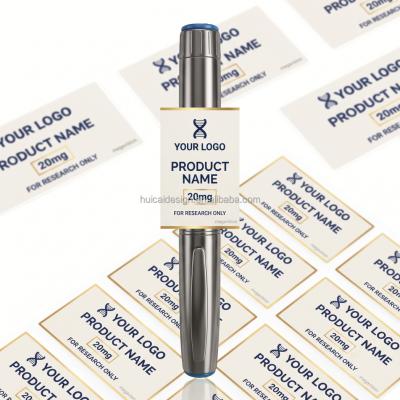 China Your Design Peptide Bottle Labels Biotechnology Sample Bottles Small MOQ Factory Price Alcohol Resistant Waterproof for sale