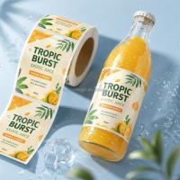 China Custom White Transparent Orange Juice Bottle Label Waterproof Beverage Sticker Food Grade Adhesive Bottle Label Printing for sale