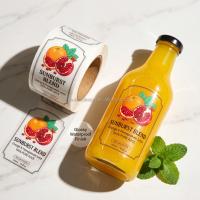 China Custom White Transparent Orange Juice Bottle Label Waterproof Beverage Sticker Food Grade Adhesive Bottle Label Printing for sale