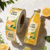 China Custom White Transparent Orange Juice Bottle Label Waterproof Beverage Sticker Food Grade Adhesive Bottle Label Printing for sale