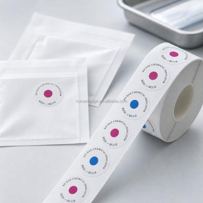 China Custom Disposable Chemical Adhesive Medical Sterilization EO Gas Labels Non-Toxic Ink Red Blue Color Change Indicator for sale