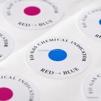 China Custom Disposable Chemical Adhesive Medical Sterilization EO Gas Labels Non-Toxic Ink Red Blue Color Change Indicator for sale