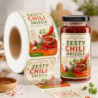 China Custom Logo Adhesive Food Packaging Label Tomato Sauce Label Hot Pepper Sauce Bottle Sticker Waterproof Label for sale