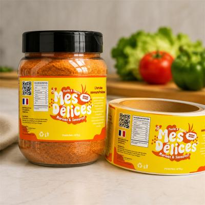 China Factory Personalised Printed Vinyl Bopp glossy Finish Label Sticker Color marinade sauce seasoning Label Peanut Butter Food Jar Label Sticker for sale