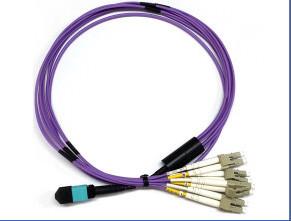 China 12 Fiber MPO to SC Fiber Optical Patch Cord For Telecommunication Network for sale