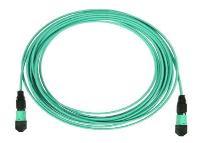 China MTP 24 Core Fiber Optic Patch Cord MPO Trunk Cable OM3 OM4 with Aqua Color for sale