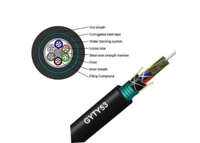 China PSP Armored Outdoor Fiber Optic Cable Double Sheath Direct Buried 4-144 GYTY53 for sale