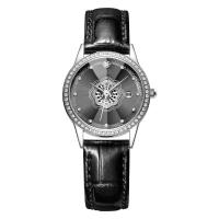 China Ladies Diamond Studded Watches Leather Quartz Movement Diamond Encrusted Watch for sale