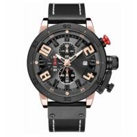 China Mens Leather Strap Versatile Watches Pin Buckle Alloy Case Chronos Sport Watch for sale