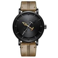 China Alloy Case Mens Casual Leather Watch 30 Meters Water Resistance Mineral Glass Mirror for sale
