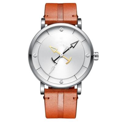 China Alloy Case Mens Casual Leather Watch 30 Meters Water Resistance Mineral Glass Mirror for sale