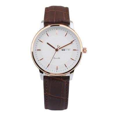 China 30 Meters Waterproof Mens Leather Strap Dress Watch 210mm Stainless Steel Case for sale