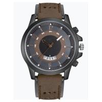 China Quartz Movement Large Dial Mens Wrist Watches Black Casual Watches Leather Straps 23cm for sale