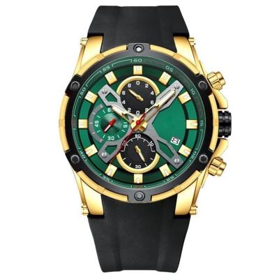China Men'S Casual Alloy Quartz Sport Watches Multifunctional Chrono Silicone 3ATM for sale