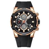 China Men'S Casual Alloy Quartz Sport Watches Multifunctional Chrono Silicone 3ATM for sale