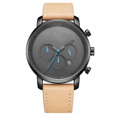 China Men Multifunction Alloy Quartz Watches Casual Sport Analog Leather Strap for sale