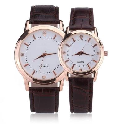 China Diamond Bracelet Couple Quartz Watch Alloy Leather For Ladies Needle Buckle for sale