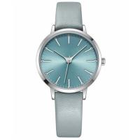China Leather Strap Women Quartz Wrist Watch 14mm Luxury Alloy Microfiber Surface for sale