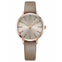 China Leather Strap Women Quartz Wrist Watch 14mm Luxury Alloy Microfiber Surface for sale