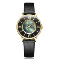 China Pin Buckle Women Quartz Wrist Watch Leather Strap Shell Dial for sale