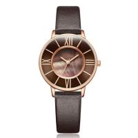 China Pin Buckle Women Quartz Wrist Watch Leather Strap Shell Dial for sale