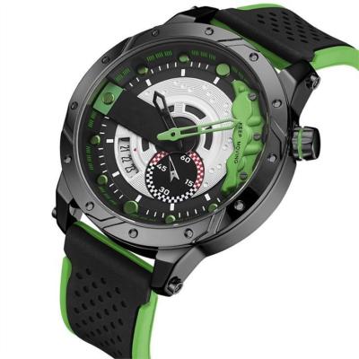 China Silicone Digital Alloy Quartz Wrist Watch Led Sports Triple Date Calendar Casual for sale