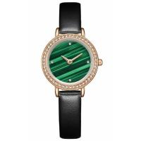 China Women Bezel Genuine Diamond Quartz Watch Green Ladies Malachite for sale