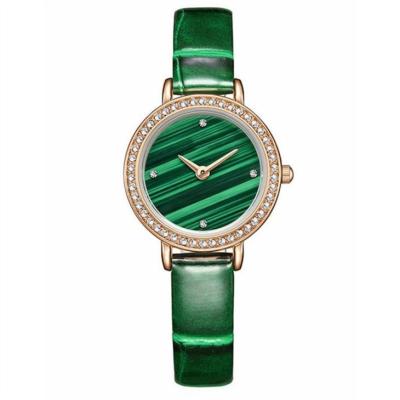 China Women Bezel Genuine Diamond Quartz Watch Green Ladies Malachite for sale