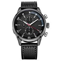 China Men Sport Chronograph Alloy Quartz Wrist Watch Genuine Leather Analog Digital for sale