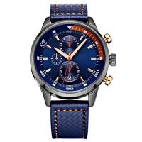 China Men Sport Chronograph Alloy Quartz Wrist Watch Genuine Leather Analog Digital for sale