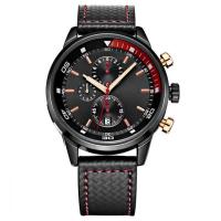 China Men Sport Chronograph Alloy Quartz Wrist Watch Genuine Leather Analog Digital for sale