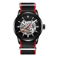 China 30m Life Waterproof Skeleton Mechanical Watch Stereo Dial Nylon Wrist Watch for sale