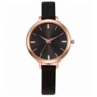 China Alloy Case Women Quartz Wrist Watch Elegant Screw Crown Leather Women'S Watch for sale