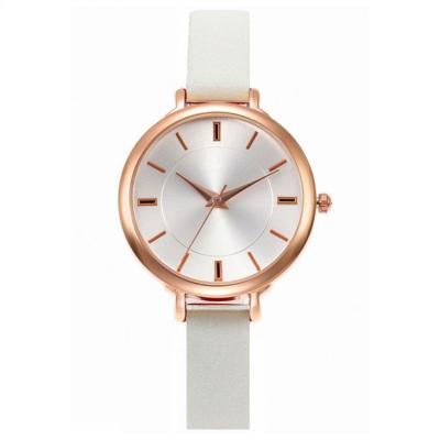 China Alloy Case Women Quartz Wrist Watch Elegant Screw Crown Leather Women'S Watch for sale