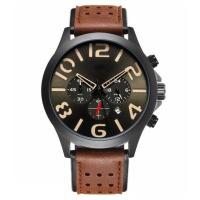 China Pin Buckle Triple Date Calendar Watch Leather Belt Mens Chronograph Watches for sale