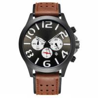 China Pin Buckle Triple Date Calendar Watch Leather Belt Mens Chronograph Watches for sale