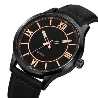 China Fashion custom business black leather Quartz watch for men watches waterproof for sale