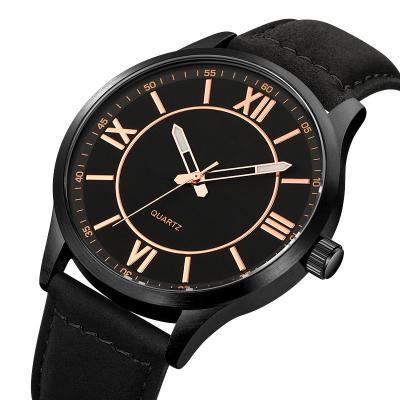 China Fashion custom business black leather Quartz watch for men watches waterproof for sale