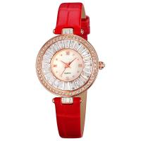 China Round Case Casual Luxury Watch Quartz Leather Watch Waterproof For Lady for sale