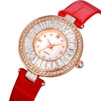 China Round Case Casual Luxury Watch Quartz Leather Watch Waterproof For Lady for sale