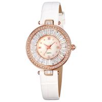 China Round Case Casual Luxury Watch Quartz Leather Watch Waterproof For Lady for sale