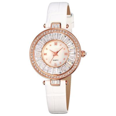 China Round Case Casual Luxury Watch Quartz Leather Watch Waterproof For Lady for sale